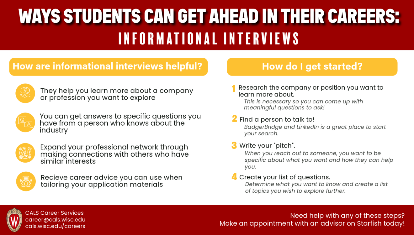 Ways students can get ahead in their careers: Informational Interviews ...